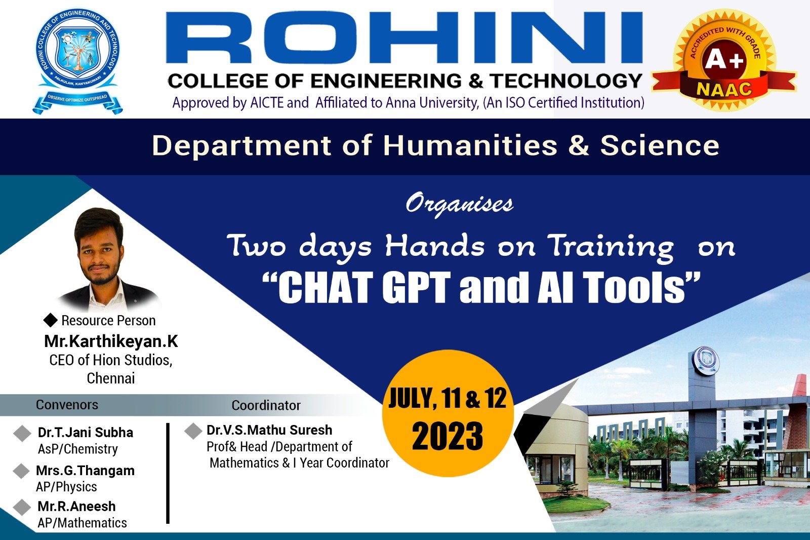 Exploring AI Horizons: RCET's Science and Humanities Department Hosts Hands-On Training on CHAT ...