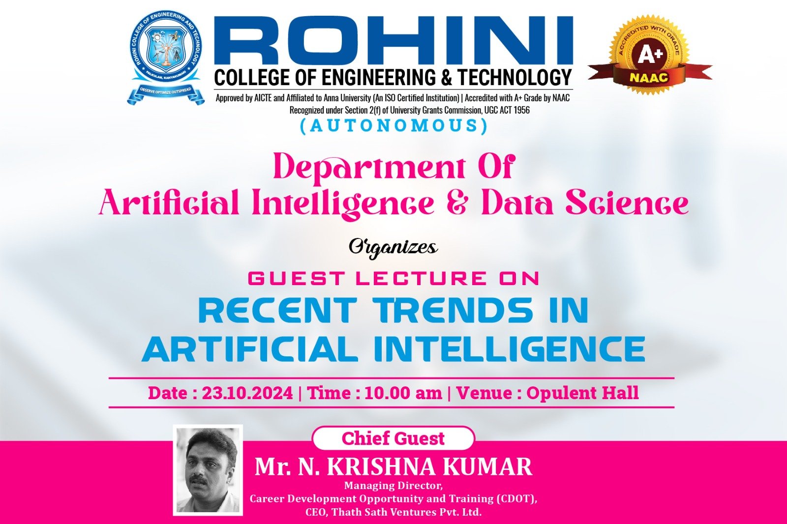 Guest Lecture - Rohini College of Engineering & Technology